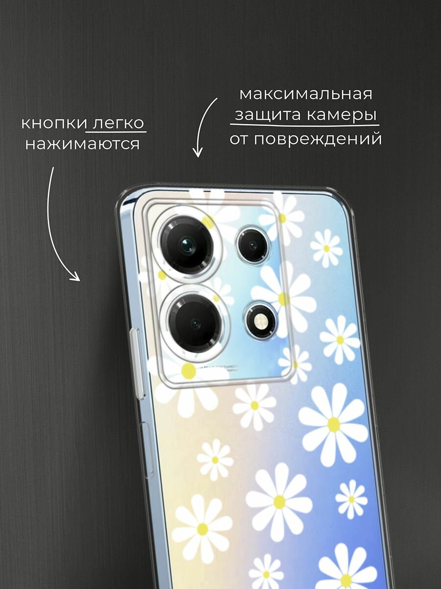 Чехол на Infinix Note 30 4G / Инфиникс Нот 30 4G с принтом "Большие ромашки", прозрачный — фото 1
