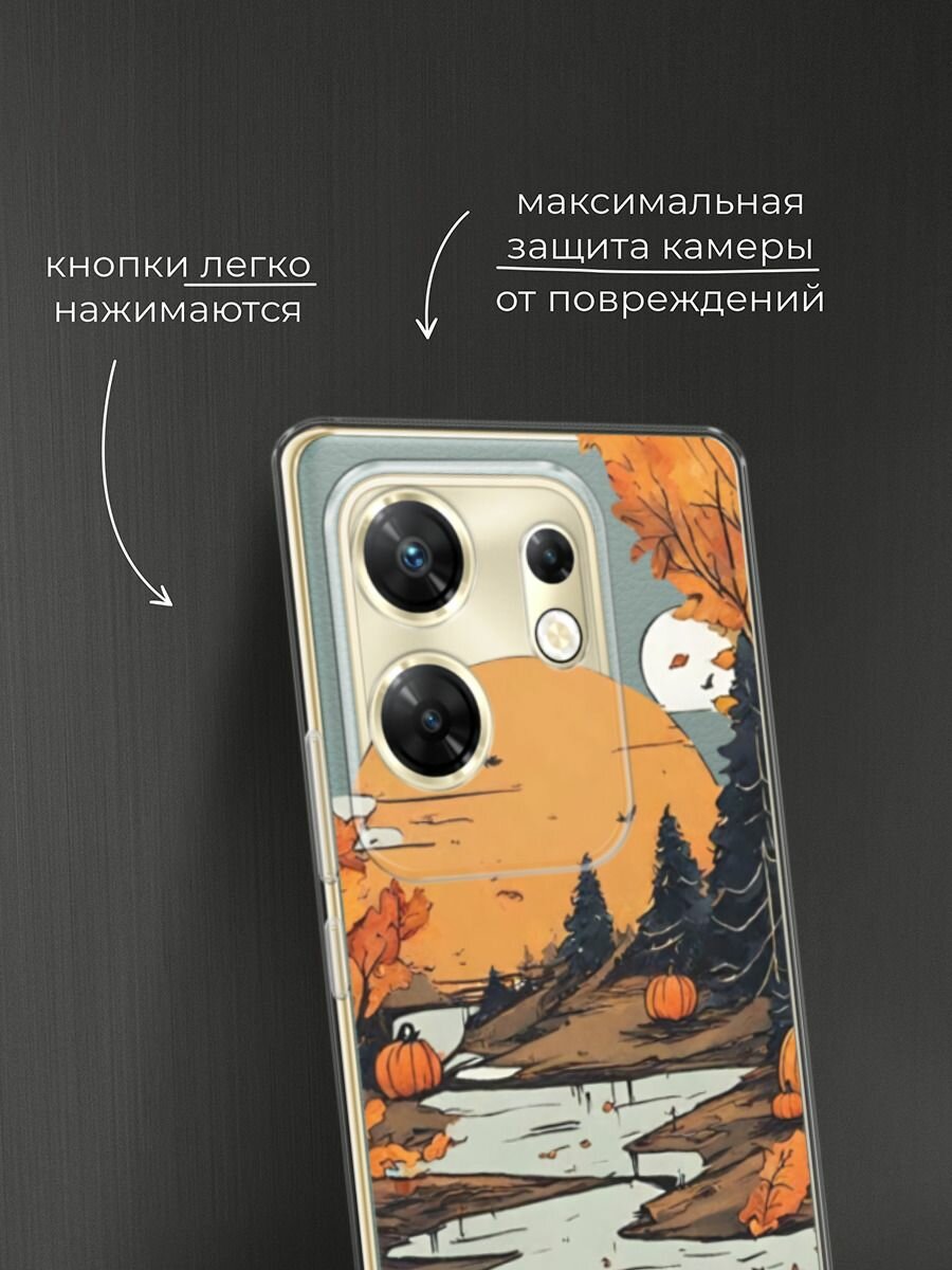 Чехол на Infinix Zero 30 4G / Инфиникс Зеро 30 4G с принтом "Осенний лесной уголок", прозрачный — фото 1