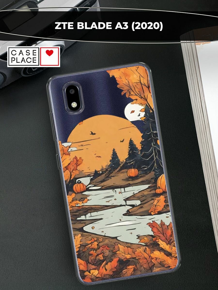 Чехол на ZTE Blade A3 (2020) / ЗТЕ Блейд А3 (2020) с принтом "Осенний лесной уголок", прозрачный
