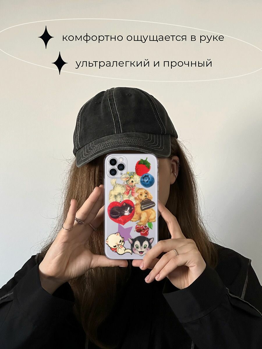 Чехол на Apple iPhone 11 Pro / Айфон 11 Про с принтом "Милые стикеры", прозрачный — фото 1