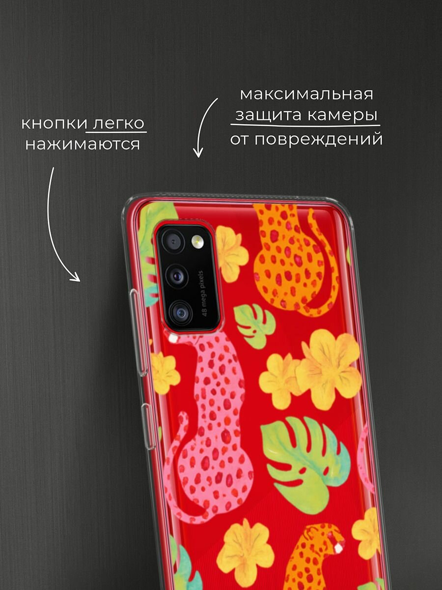Чехол на Samsung Galaxy A41 / Самсунг Галакси А41 с принтом "Экзотика", прозрачный — фото 1