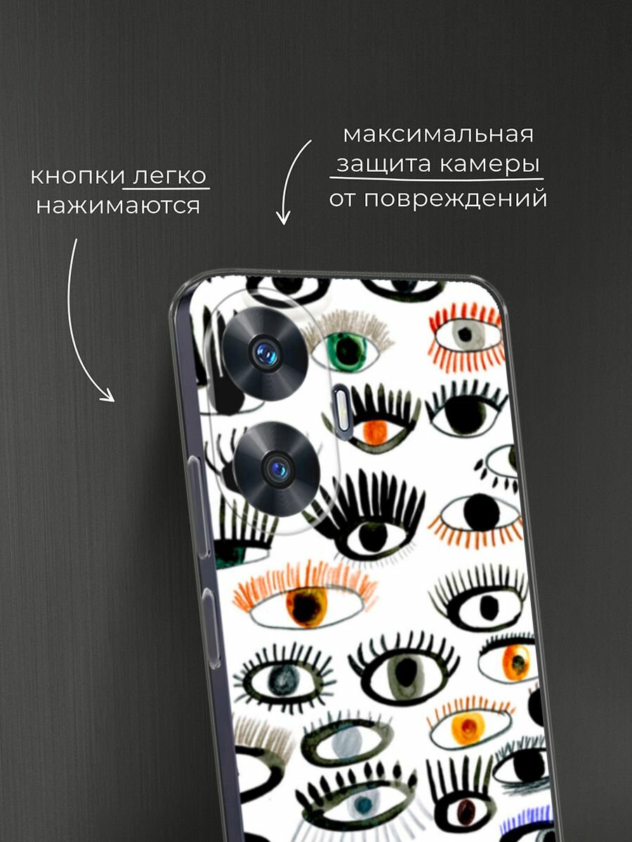 Силиконовый чехол на Realme C55 / Реалми C55 с принтом "Глаза акварель" — фото 1