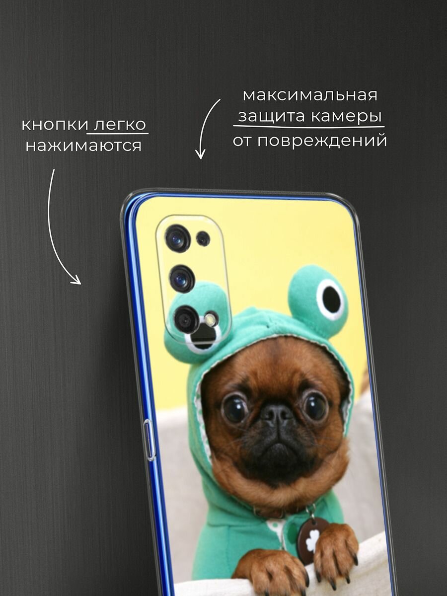 Чехол на Realme 7 Pro / Реалми 7 Про с принтом "Собачка в шапке лягушки" — фото 1