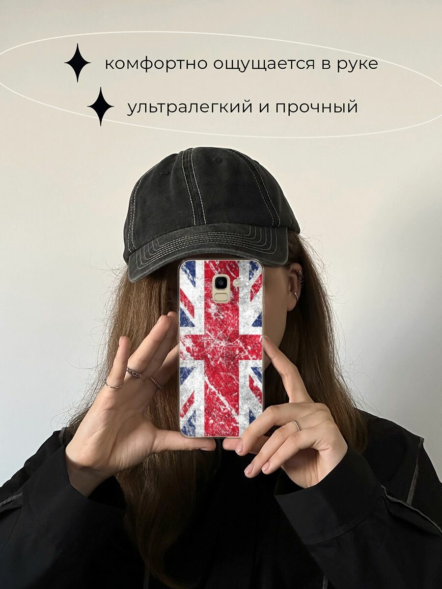 Чехол на Samsung Galaxy J6 2018 / Самсунг Галакси Джей 6 2018 с принтом "Флаг британский" — фото 1