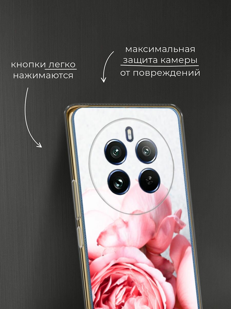 Чехол на Realme 12 Pro / Реалми 12 Про с принтом "Пионы на белом" — фото 1