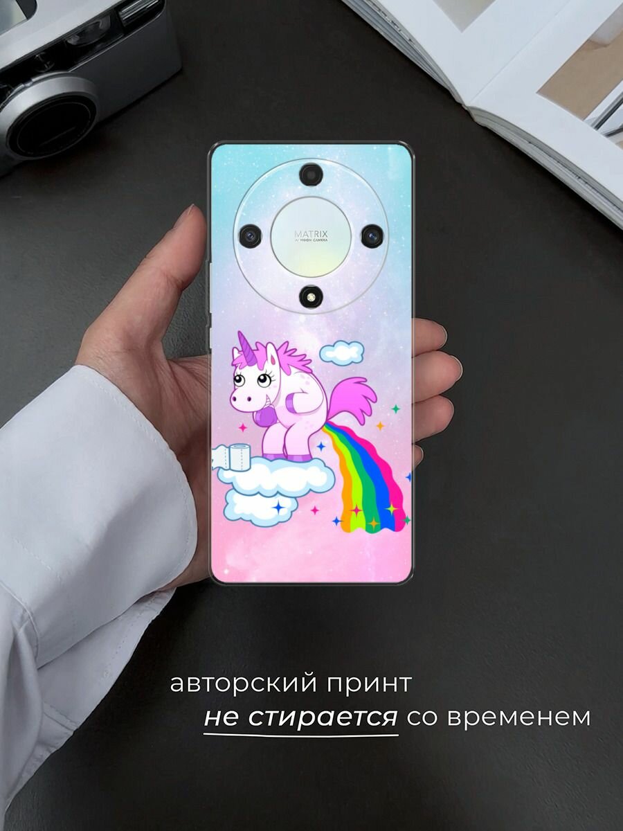 Силиконовый чехол на Honor X9A / Хонор X9A с принтом "Единорог какает" — фото 1