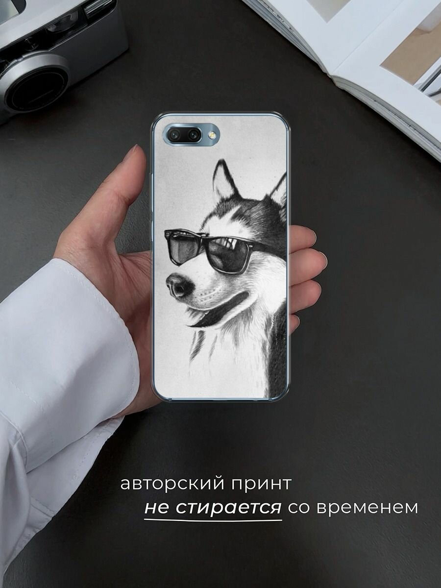 Силиконовый чехол на Honor 10 / Хонор 10 с принтом "Крутой Хаске" — фото 1