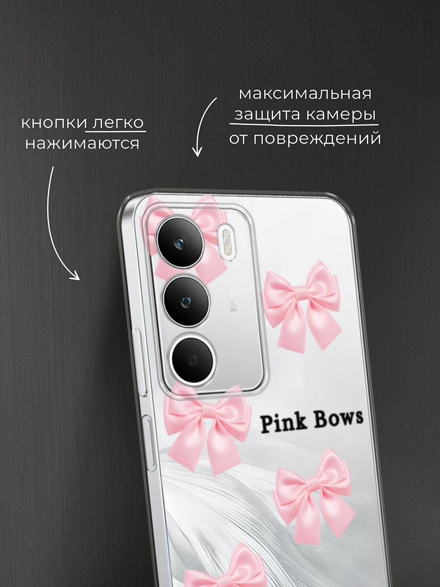 Чехол на Realme C71/P3 Lite 4G / Реалми С71/P3 Лайт 4G с принтом "Pink Bows", прозрачный — фото 1