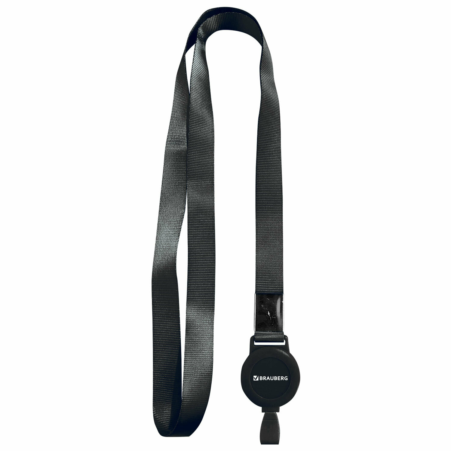 Держатель-рулетка для бейджей Brauberg 70 см, с лентой 45 см, черный, Extra