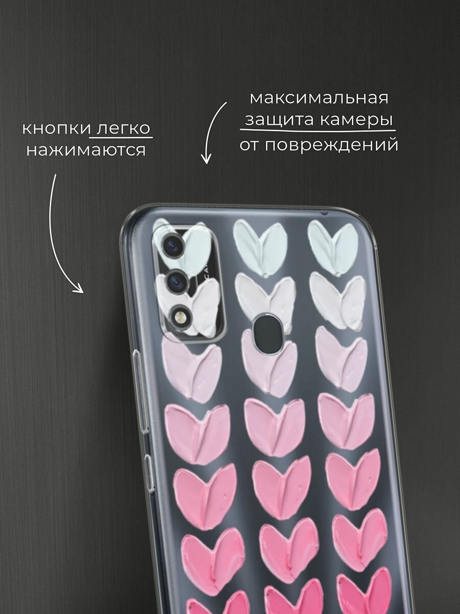 Чехол на Itel A48 / Ител А48 с принтом "Градиент из сердечек" — фото 1