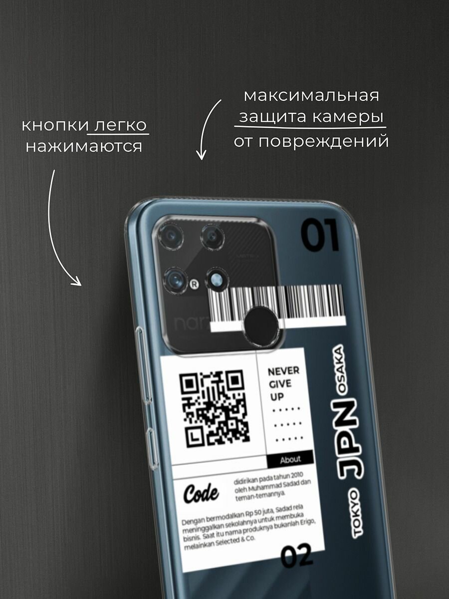 Чехол на Realme Narzo 50A / Реалми Нарзо 50A с принтом "JPN", прозрачный — фото 1