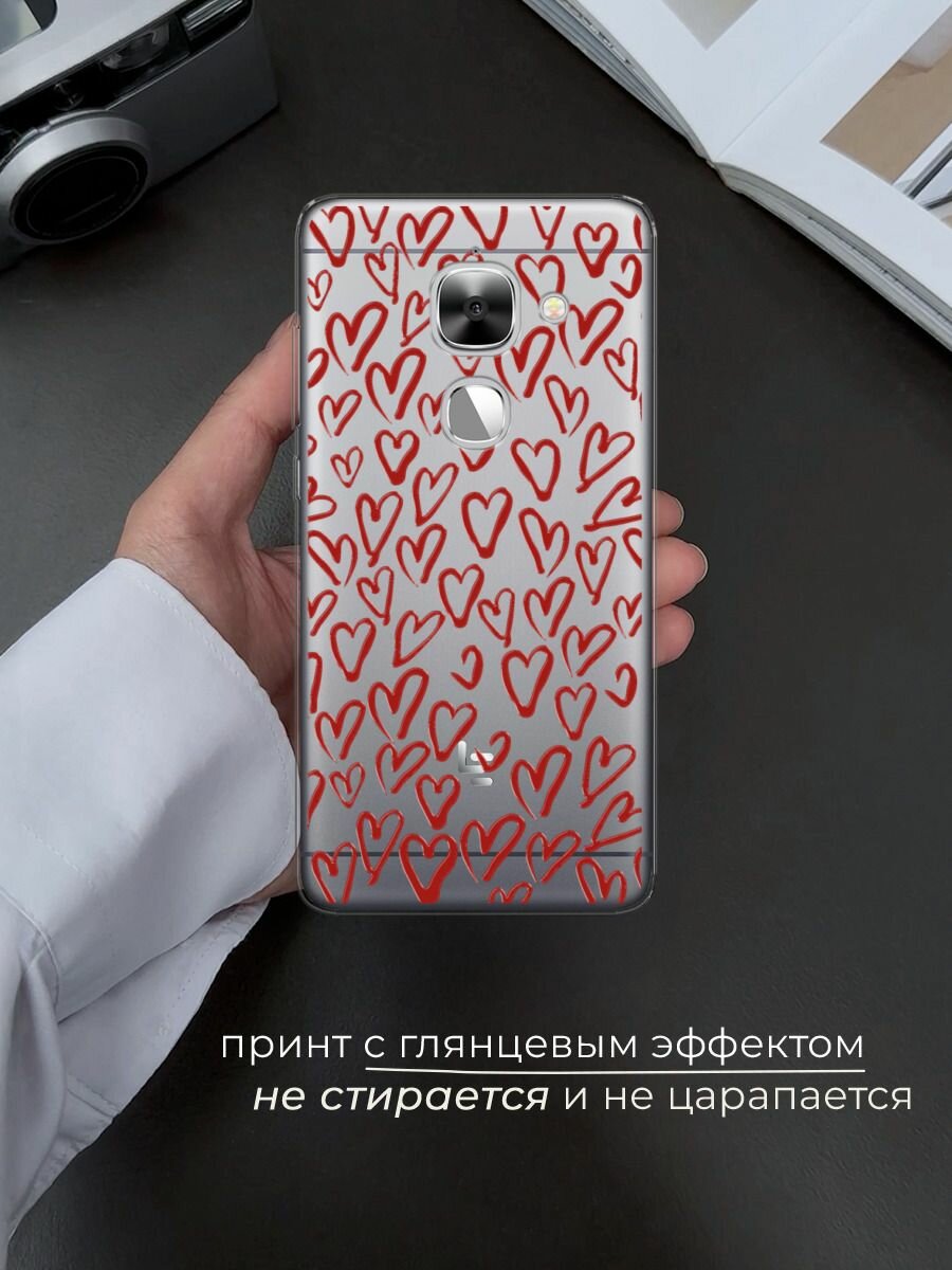 Чехол на LeEco Le 2/2 pro / Лееко Ле 2/2 про с принтом "Легкие бордовые сердечки" — фото 1