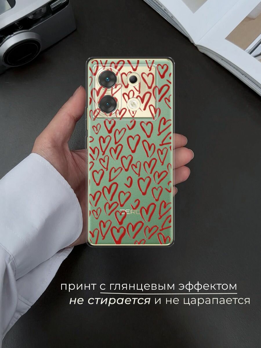 Чехол на Infinix Zero 30 5G / Инфиникс Зеро 30 5G с принтом "Легкие бордовые сердечки" — фото 1