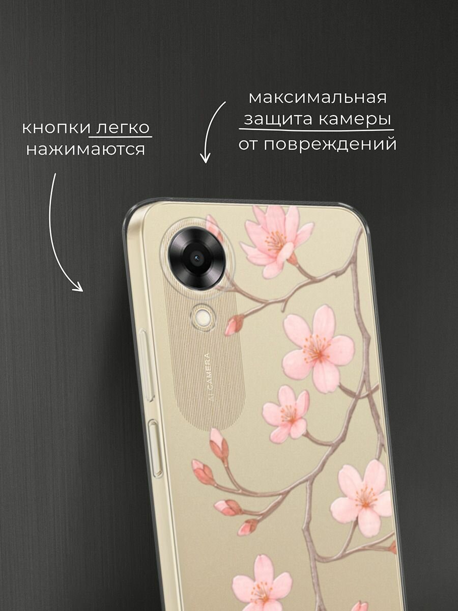 Чехол на Oppo A17K / Оппо A17K с принтом "Веточка распускающейся сакуры 2" — фото 1