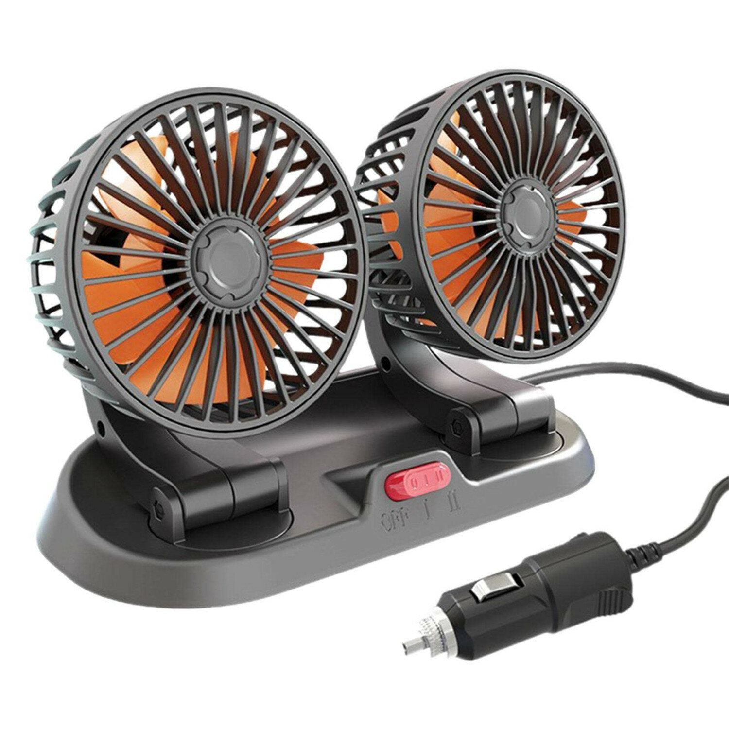 Воздухопровод для автомобильной панели 12V/24V, двусторонний вентилятор для охлаждения автомобиля - регулируемый вентилятор для грузовиков, вентилятор для охлаждения с 360° вращением, черный цвет, материал ABS, напряжение входа USB 5V/DC 12V/DC 24V (по