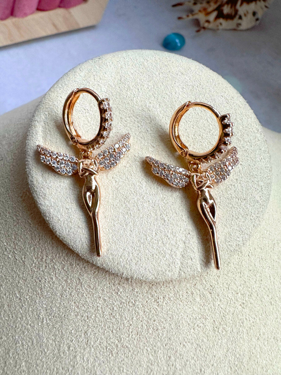 Серьги с подвесками, циркон