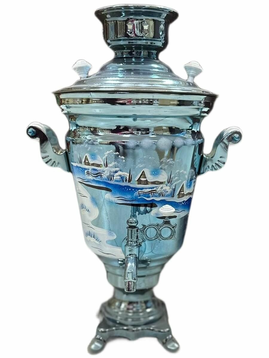 Электрический самовар 4 литра с художественной росписью "Зимний вечер"