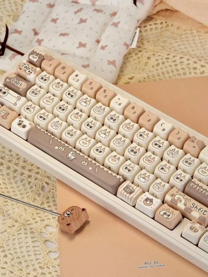 Кейкапы для механической клавиатуры PBT клавиши, тема, Кейкапы с кошачьей головой