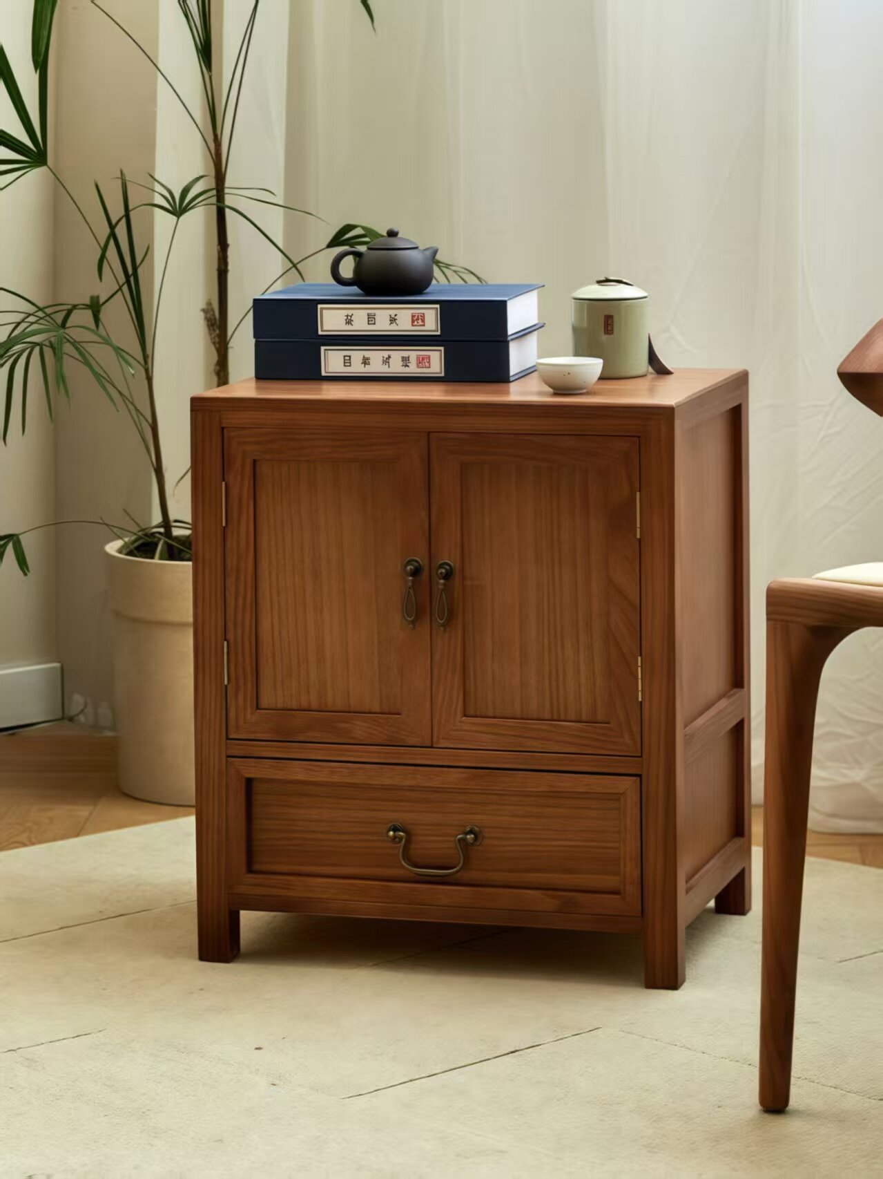 Шкаф для хранения, цельное дерево, коричневый, ABS пластик, 50х35х58 см