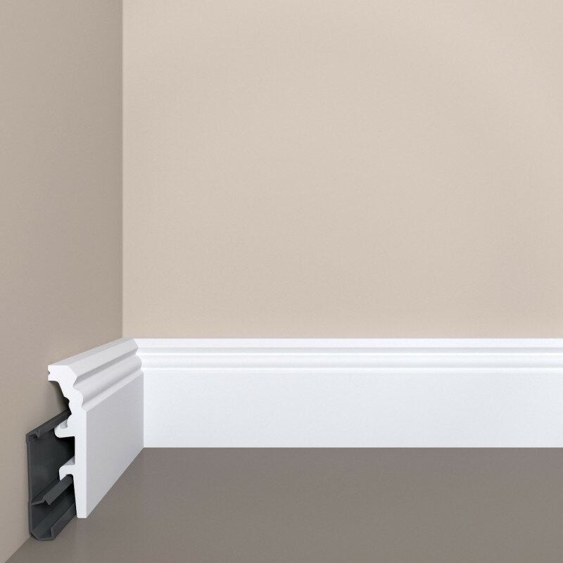 Плинтус напольный 14x75 мм белый ударопрочный полистирол полиуретановый под покраску 1 метр