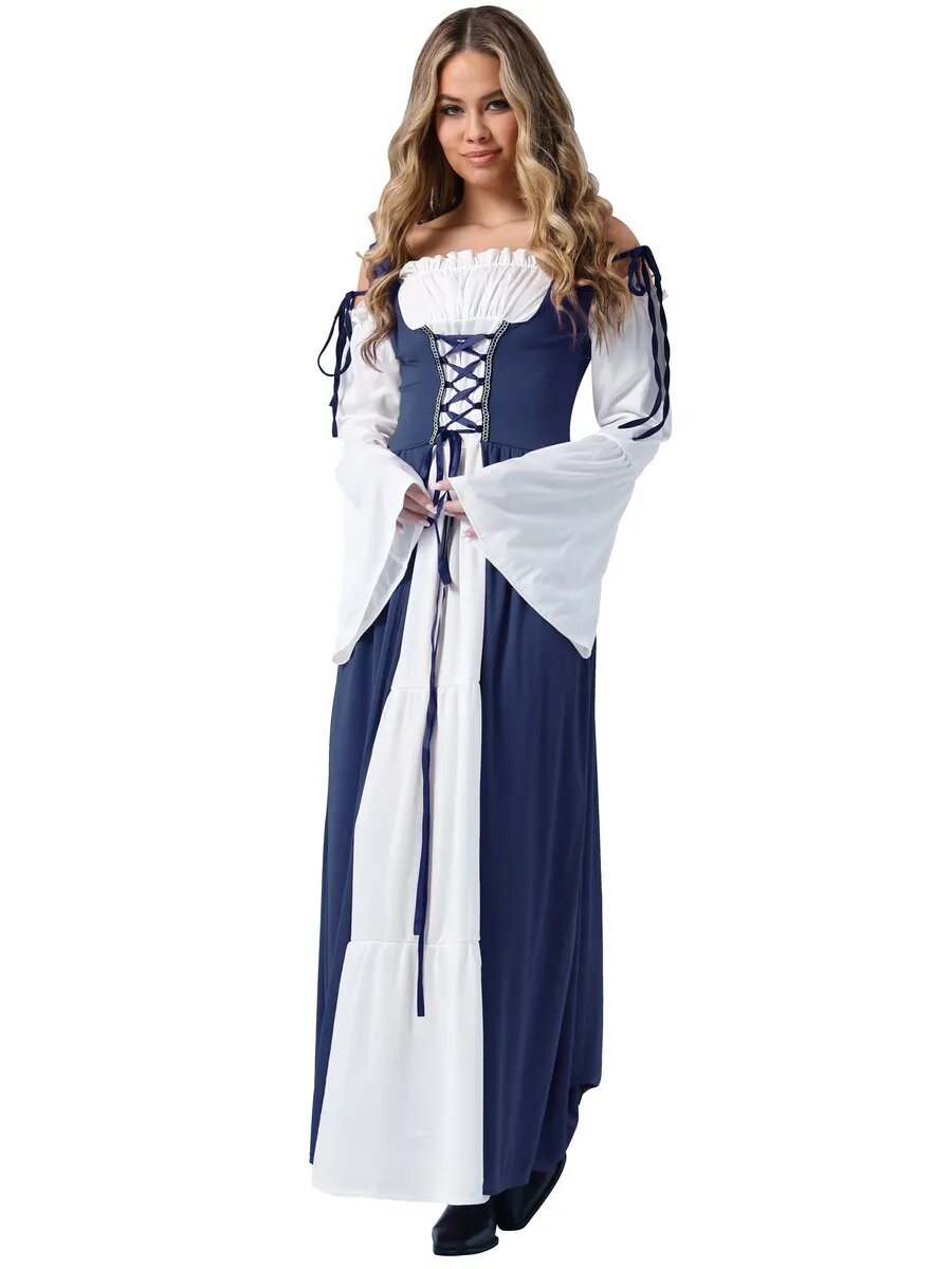 Карнавальный костюм принцессы ренессанса синий, синий, S (44-46)