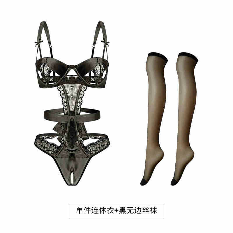 Сексуальное нижнее белье, боди с подвязками, кружевной комплект, соблазнительная униформа, открытая сексуальная ночная рубашка с маленькой грудью для женщин 9313
