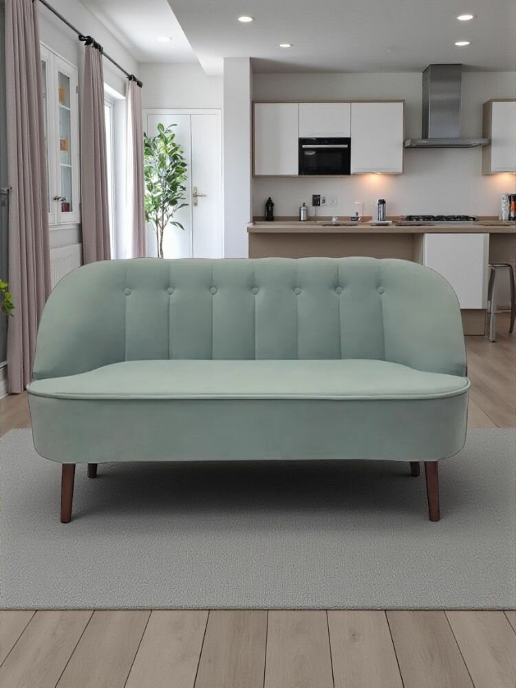 Диван прямой "Glory" КРЕСЛОВЪ33, велюр Vivaldi бирюзовый (143х81х78 см) / Диван на ножках