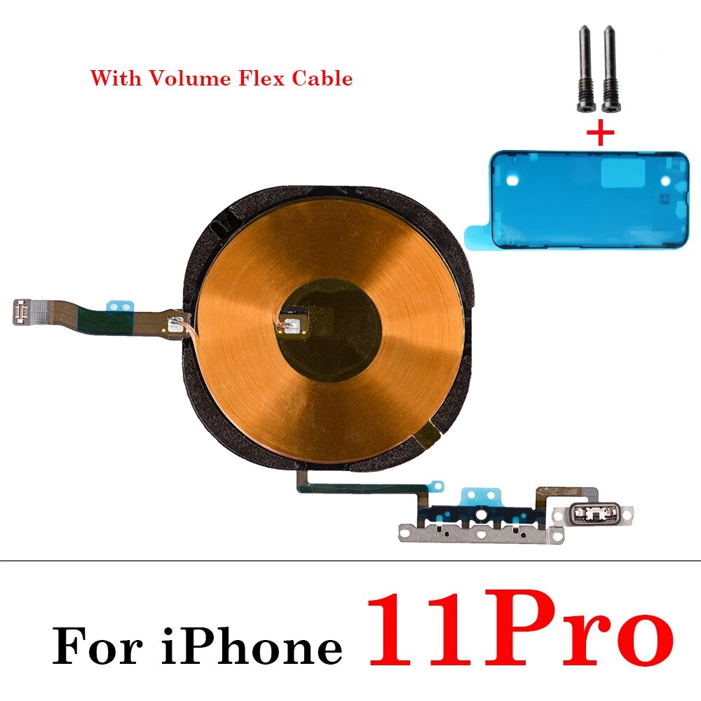 Беспроводная зарядная микросхема speedcoil с объемом для iPhone 8 Plus X XR XS 11 12 13 Pro Max, мини-зарядная панель, наклейка, гибкий кабель 11Pro with volume
