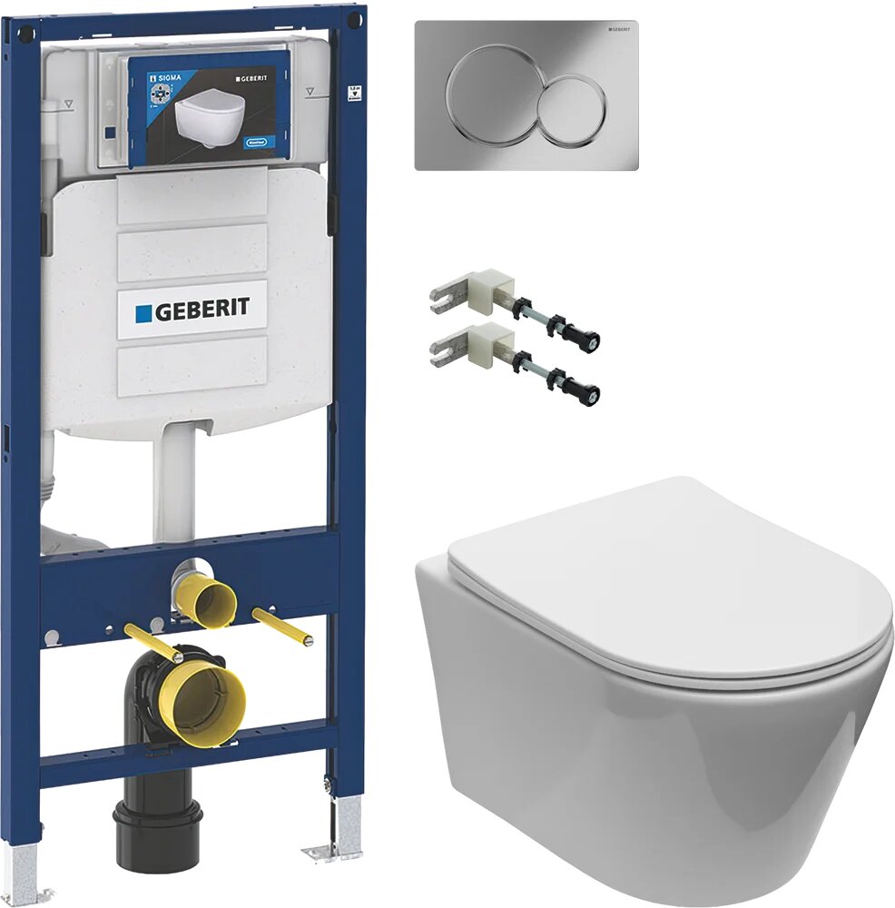 Комплект Унитаз подвесной Aquanet Logan Tornado 340298 / Инсталляция Geberit Duofix UP 320 111.300.00.5 / Крепления к стене, Кнопка хром