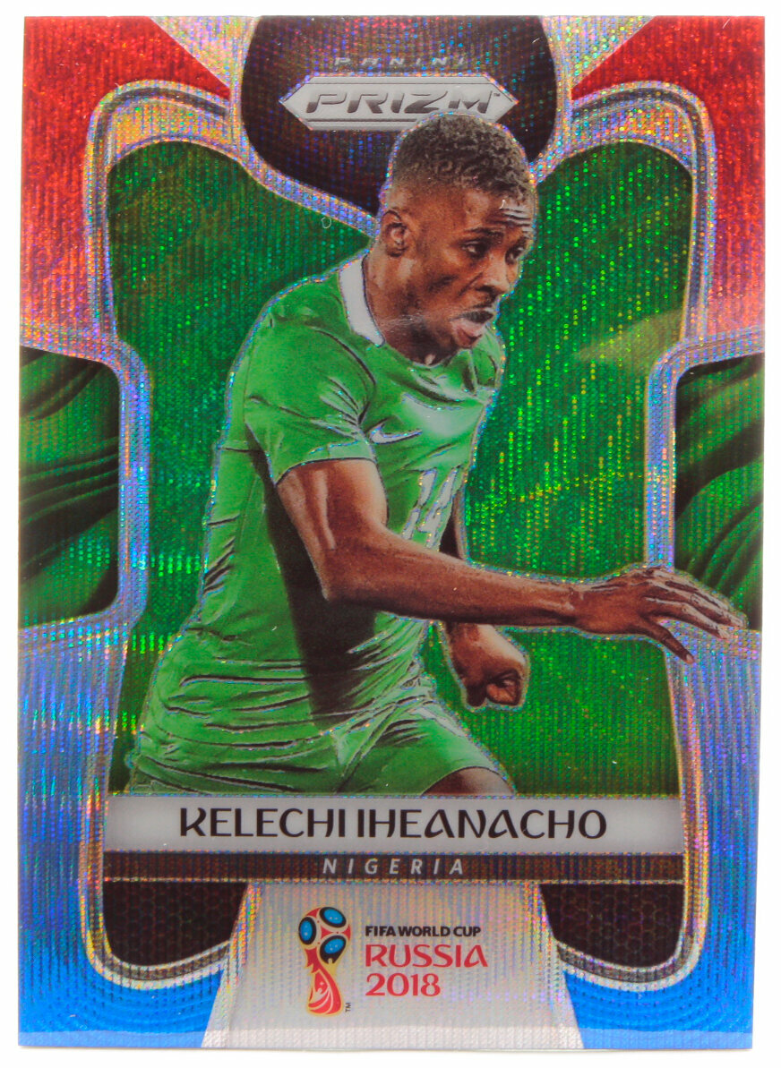 Коллекционная карточка Panini Prizm FIFA World Cup Russia 2018: #141 Kelechi Iheanacho - Red Blue Wave