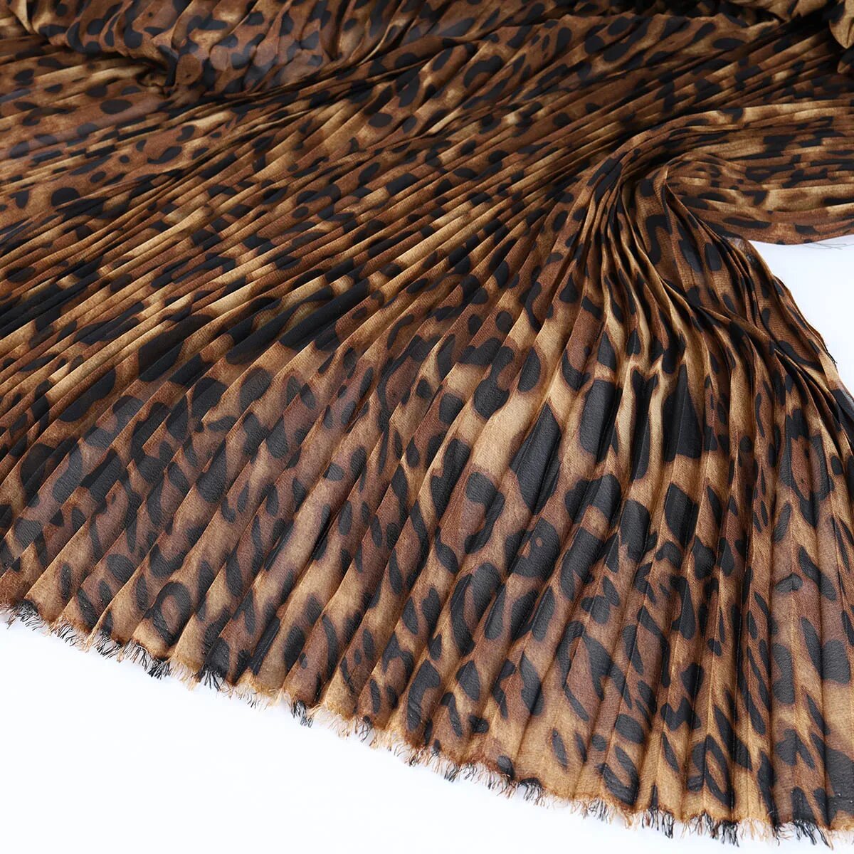 Плиссированная шифоновая ткань с леопардовым принтом AnnyCraft, полиэстер, 150 см