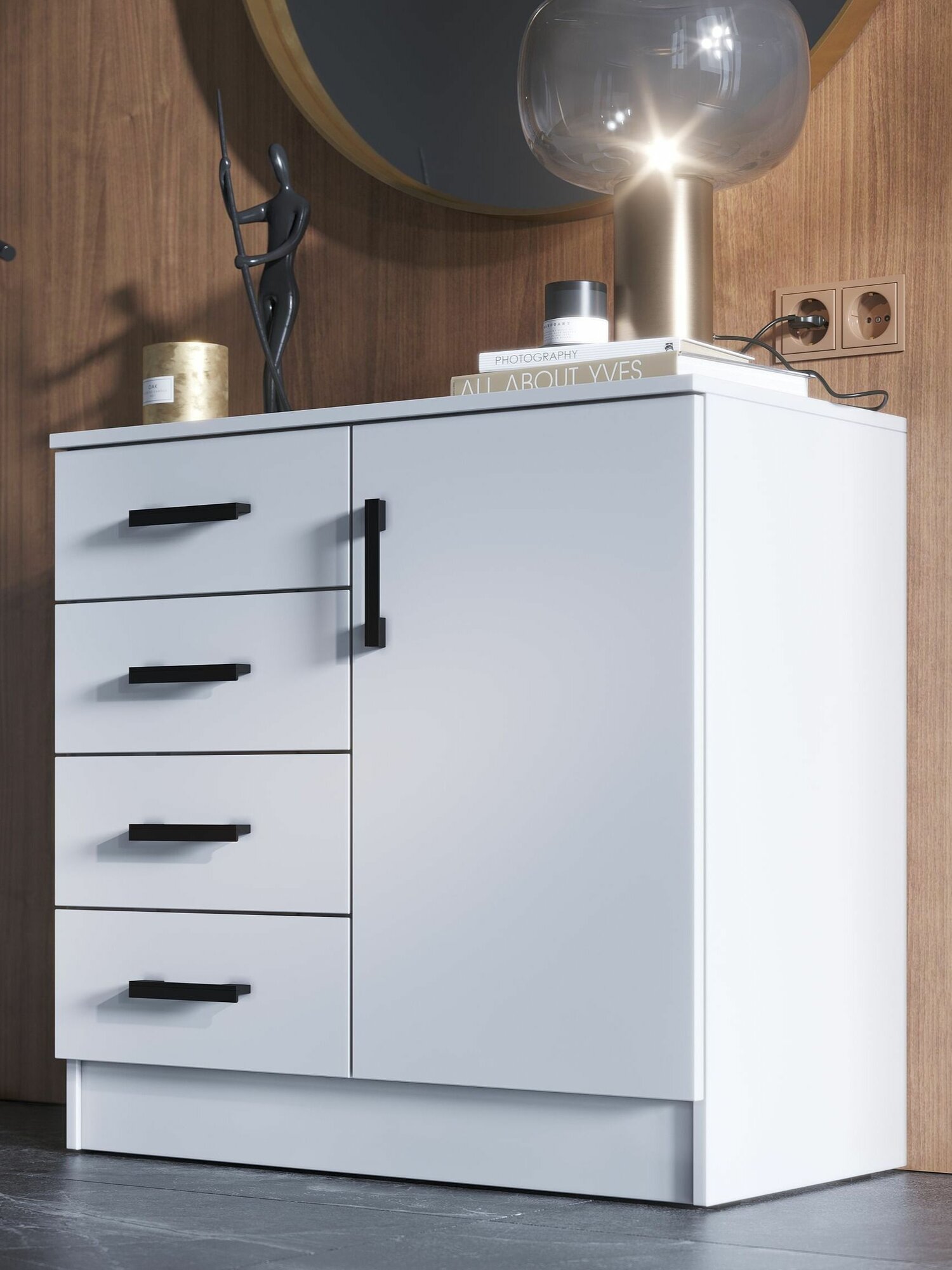 ЛДСП Комод К800-1Д Белый гладкий (Эра)