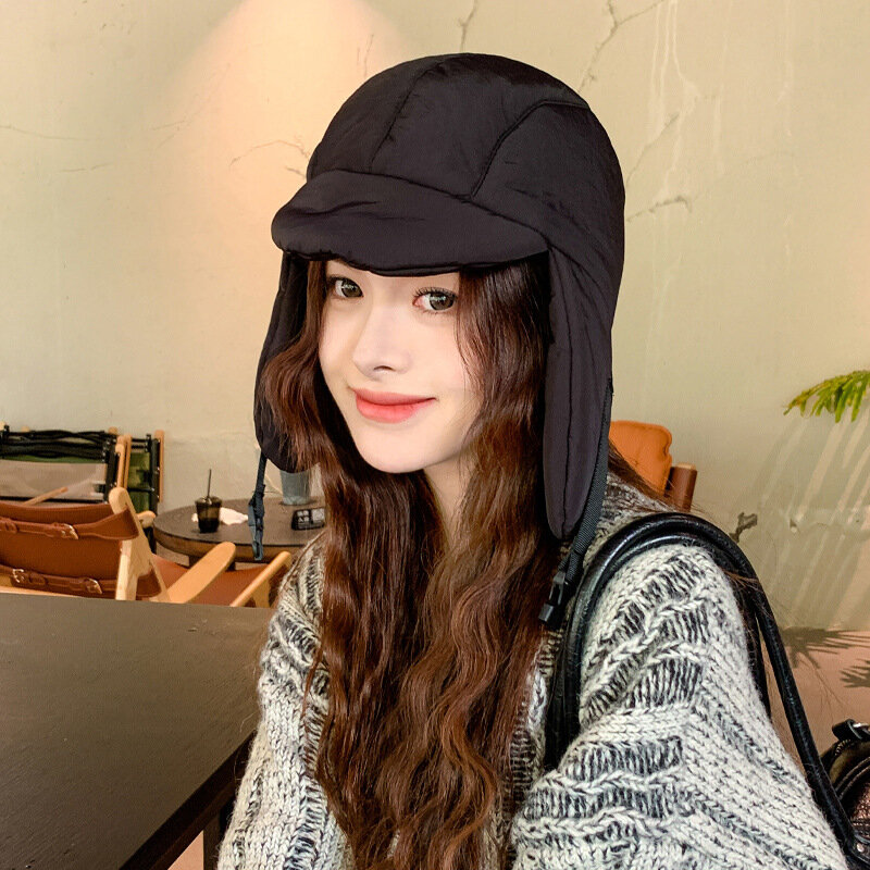 Корейская версия новой сладкой крутой шапки, женская пуховая и бархатная шапка Lei Feng, зимняя теплая и морозостойкая шапка, велосипедная защитная шапка для ушей