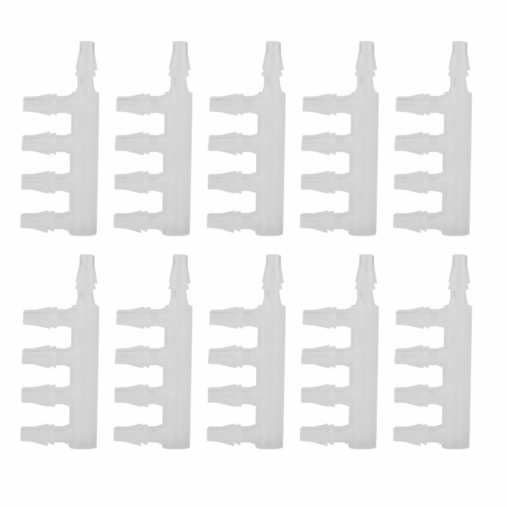 10PCS Plastic Transparent Aquarium Air Pump Five Way Hose Connector Fish Tanks Accessory