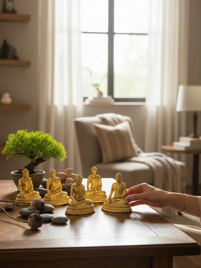 Статуэтка для дома, "Золотой Будда", мини, 9 см