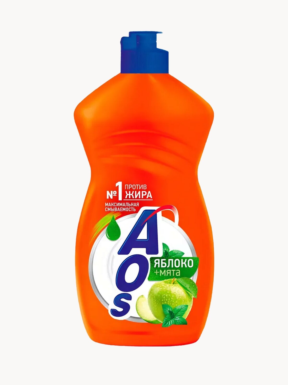 Средство для мытья посуды AOS Яблоко + мята 0,9 кг.