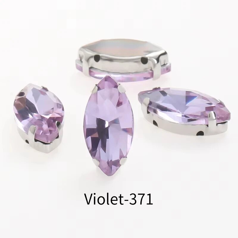 Стразы фиолетовые 5x10mm, silver 371, 50шт