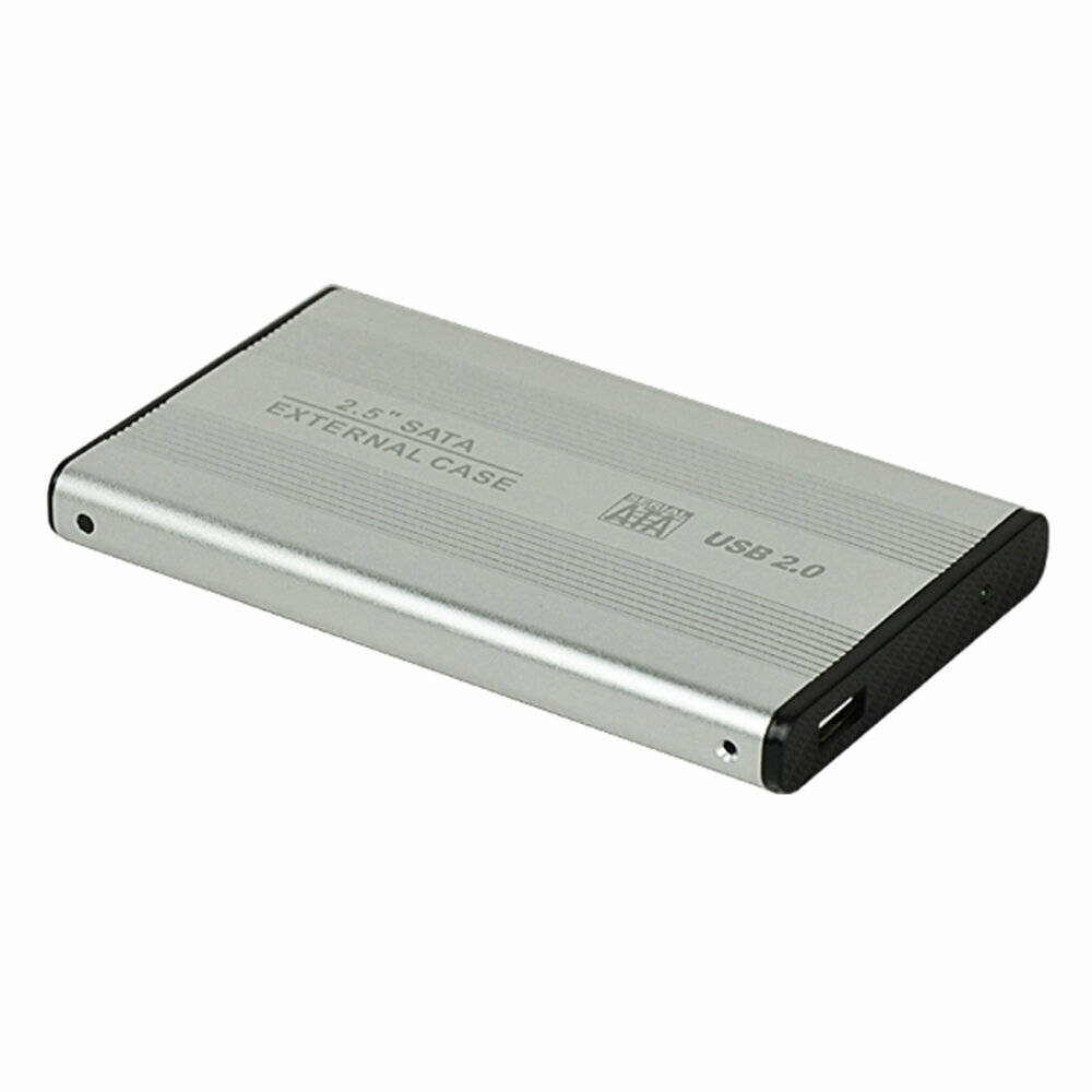 Корпус для внешнего жесткого диска USB 2.0, 2.5 дюйма, , корпус из алюминиевого сплава, для 2.5-дюймовых HDD/SSD, серебристый цвет