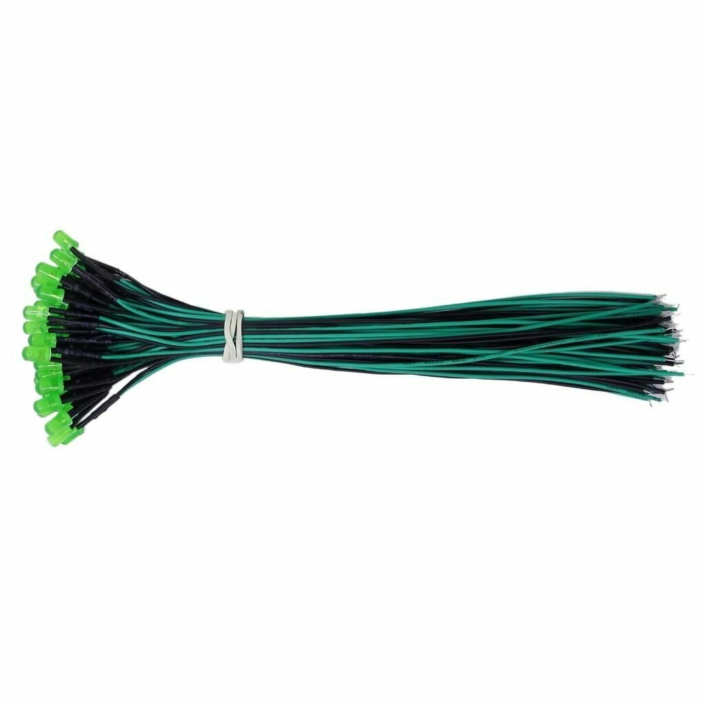 1 комплект из 50 шариков светодиодной лампы, диод 5 мм, длина линии 20 см DC12V-зеленый