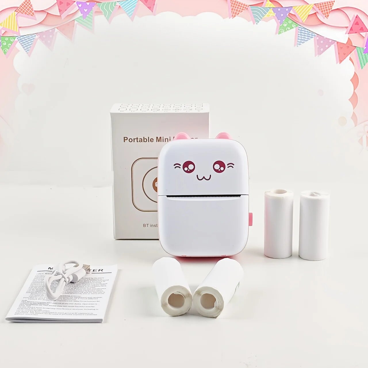 QKX Fun Print C9 Беспроводной Мини-Принтер Pink Printer Set