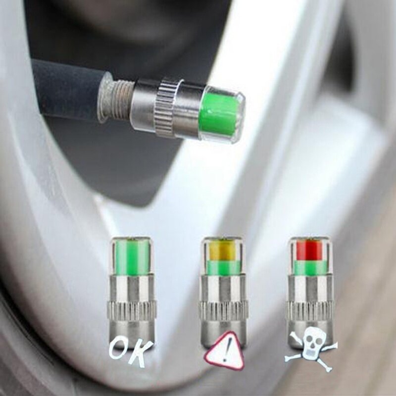 4Pcs/set Cars Tire Air Pressure Monitor 3 Color Alert Indicator Valve