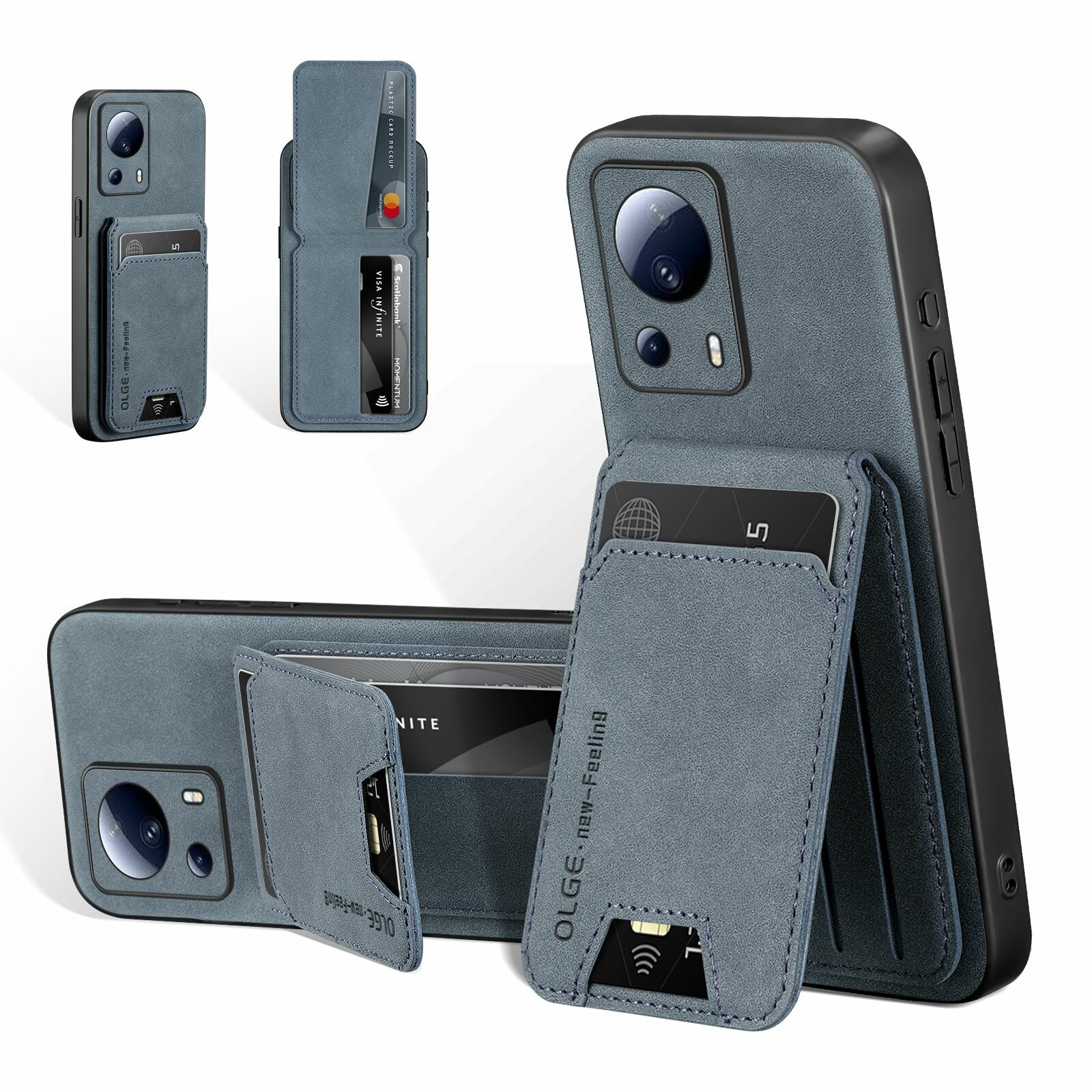 Картхолдер мужской на Xiaomi 13 Lite и Civi2 (Сяоми 13 Лайт и Civi2 и Ксиаоми 13 Лайт) с MagSafe-Чехол бумажник