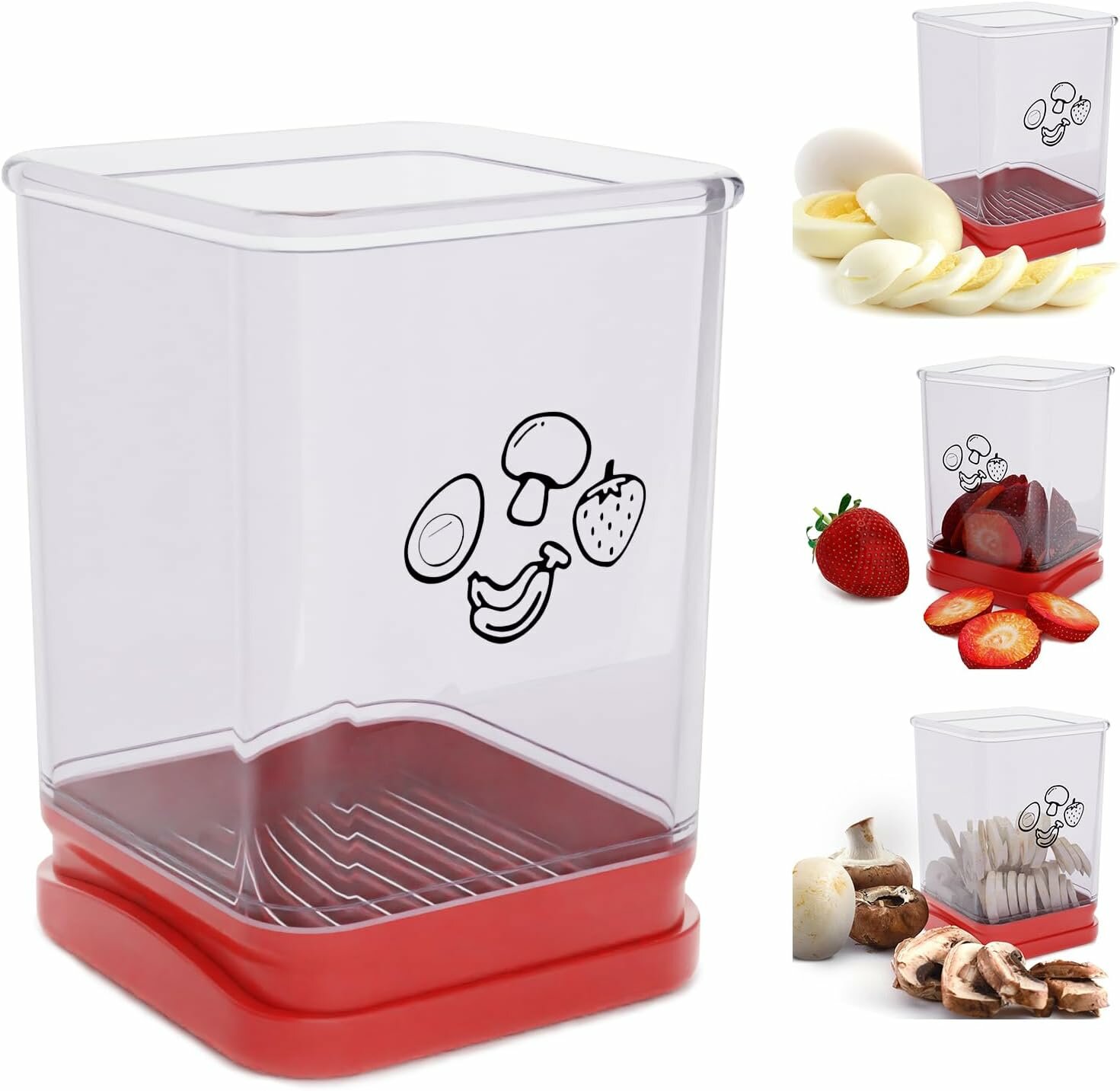 HAQI Стакан для нарезки фруктов, Скоростной резак для клубники, бананов, винограда, яиц, Нержавеющая сталь, Кухонный гаджет, Портативный инструмент для нарезки