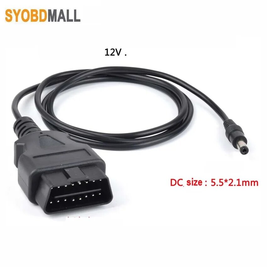 Кабель питания OBD длиной 1 метр для подключения солнечной панели к автомобильному аккумулятору, OBD2 16-контактный штекер на DC 5521, адаптер для зарядки через интерфейс OBDII