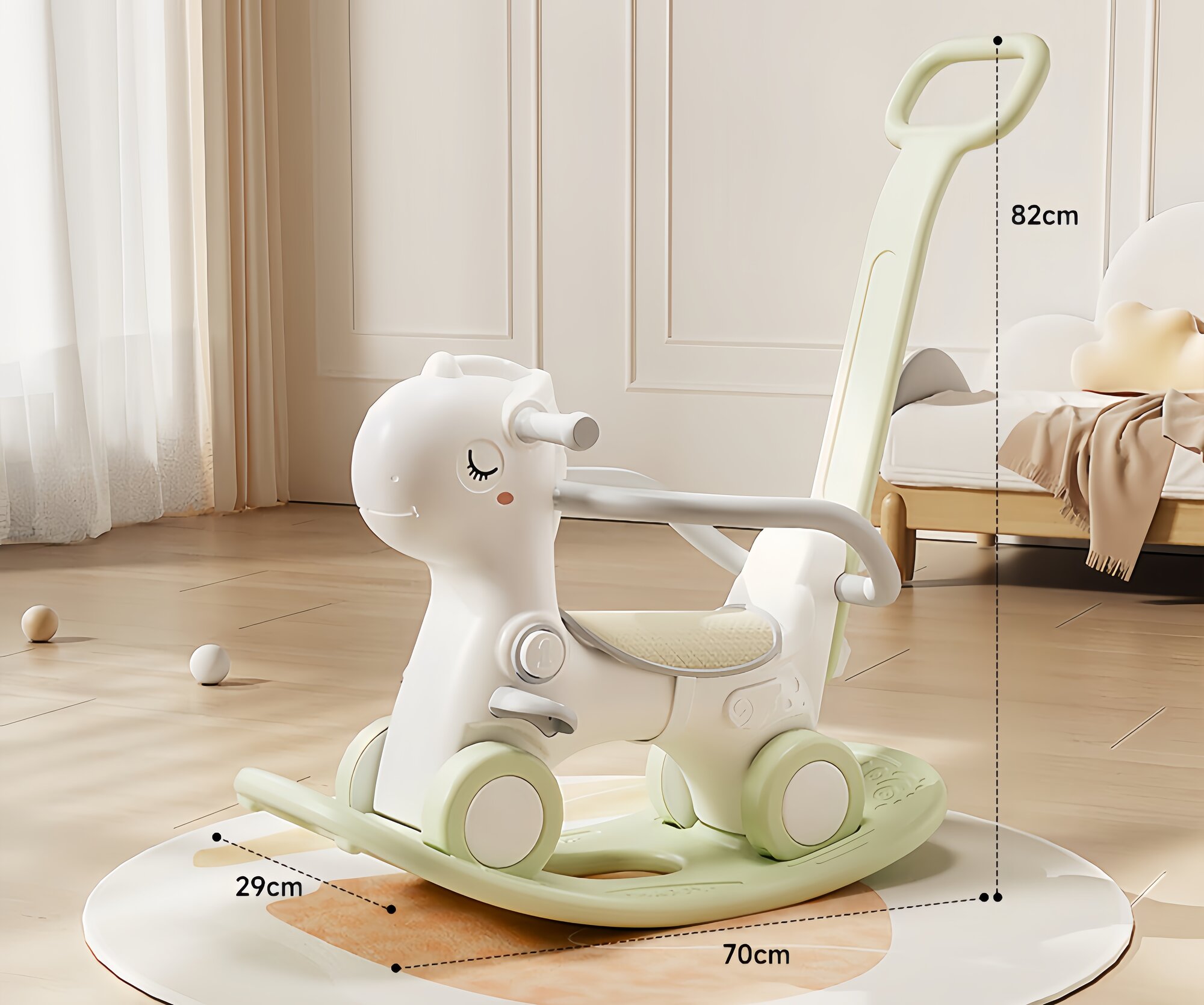 Лошадка-качалка, детская игрушка-лошадка-качалка, детская машинка-качалка, зеленый