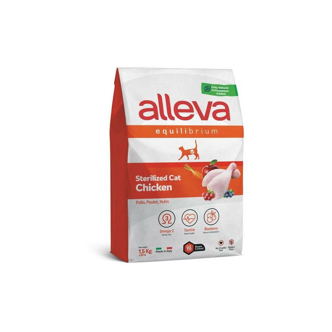 Корм Alleva Equilibrium, для стерилизованных взрослых кошек, курица, 1,5кг