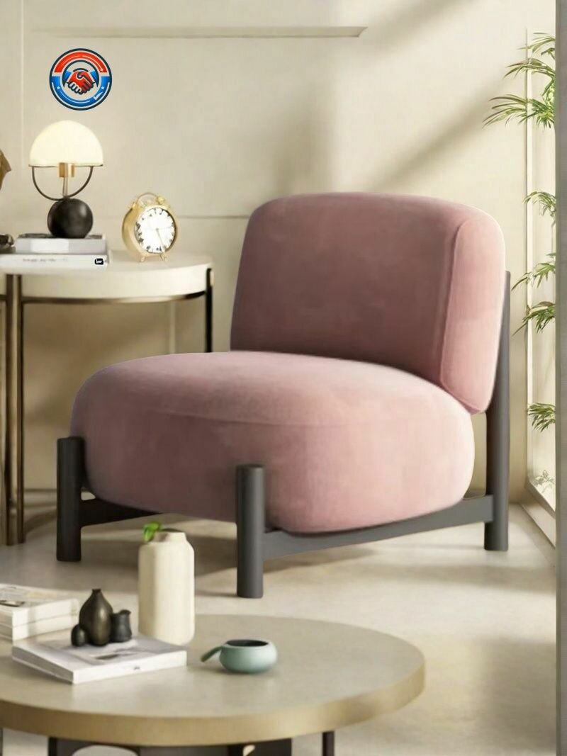 Кресло для чтения и отдыха, комфортное тканевое кресло с плюшевой спинкой и прочной рамой из цельного дерева, современный дизайн для гостиной, офиса и ресторана