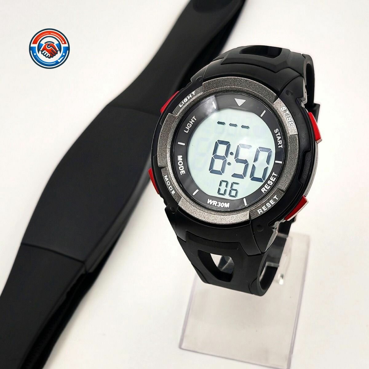 Спортивный кардиомонитор с нагрудным ремнем, беспроводной пульсометр с будильником и подсветкой, водонепроницаемые часы для бега и фитнеса, AM5.3KHz передатчик, 24-часовой дисплей