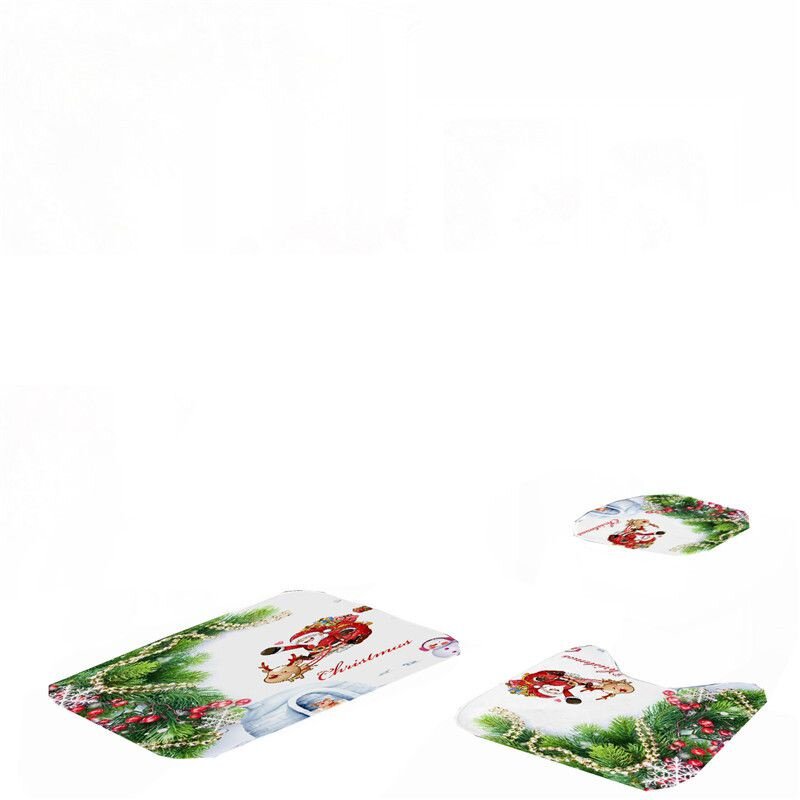 Занавеска для душа и коврик christmas set, зеленый, 3 шт, one size