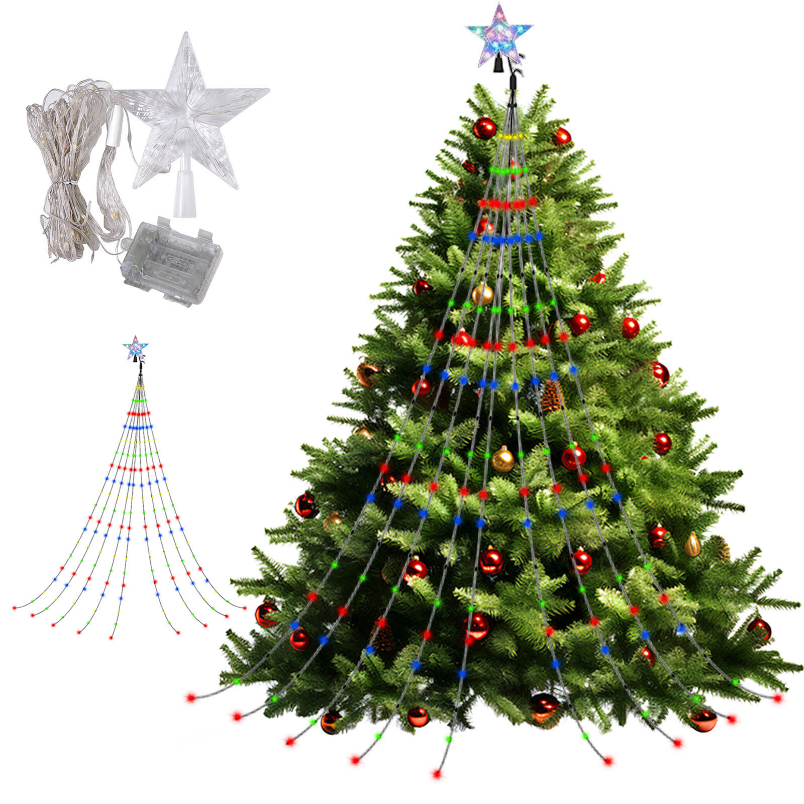 Гирлянда водопад светодиодная уличная, теплый белый свет